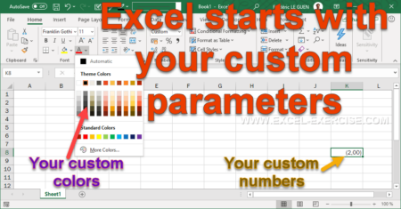 Custom Start of Excel (font, color, format)